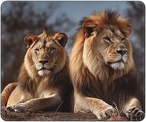 Small Mouse Pad Two Lions Mouse mat with Non-Slip Rubber Base Mini ...