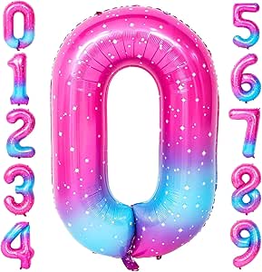 40 Inch Large Starry Sky Number Balloons, Giant Jumbo Helium Foil Mylar ...