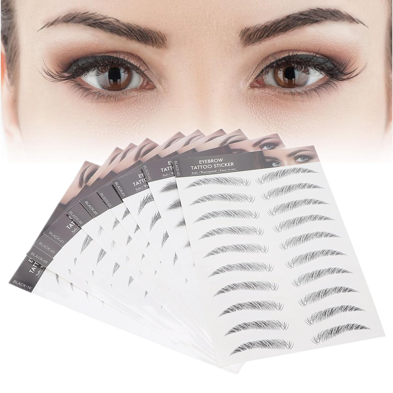 Amazon.com : 10 4D Sheets Eyebrow Stickers, Waterproof Eyebrow Stickers ...