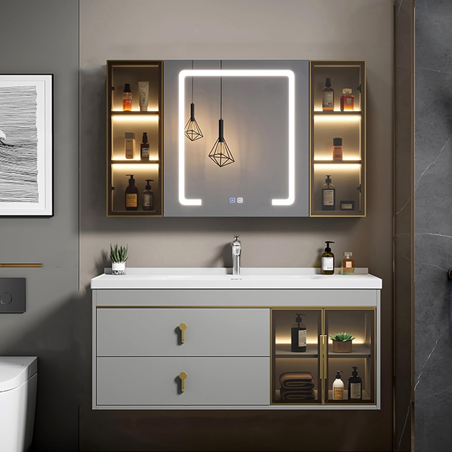 Amazon.com: Bathroom Vanity with Sink - 44IN Floating Bathroom Vanities ...