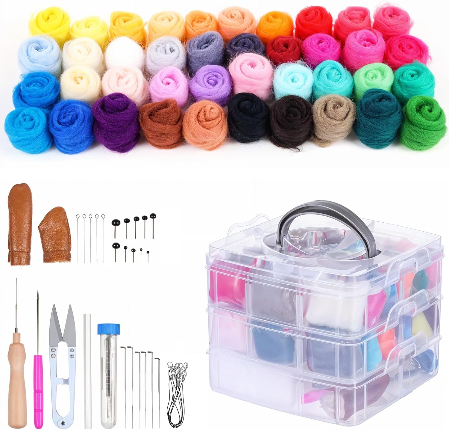 Amazon.com: mekueeex 40 Colors Needle Felting Kits for Beginners ...