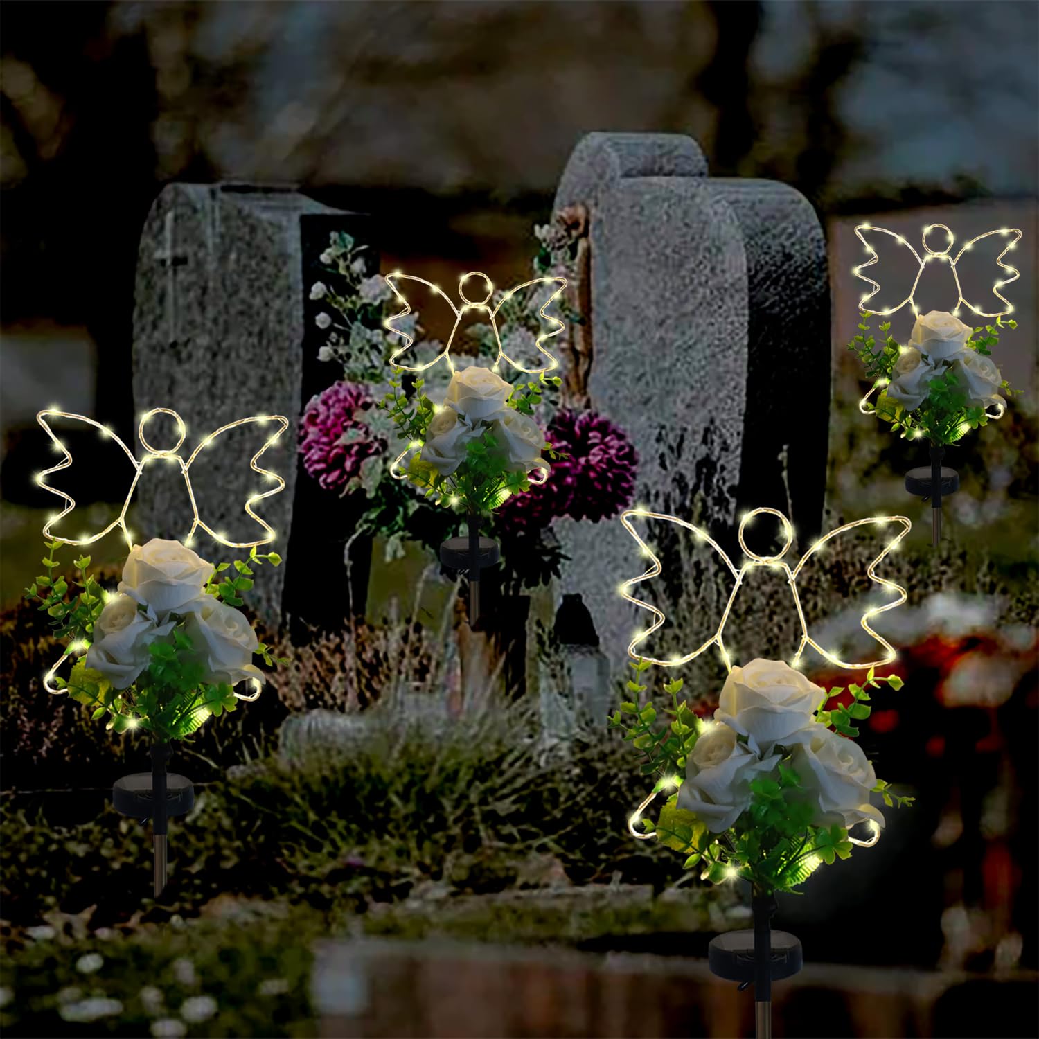 Solar Light Grave Memorial Cemetery Personalized Mom Memorial Solar