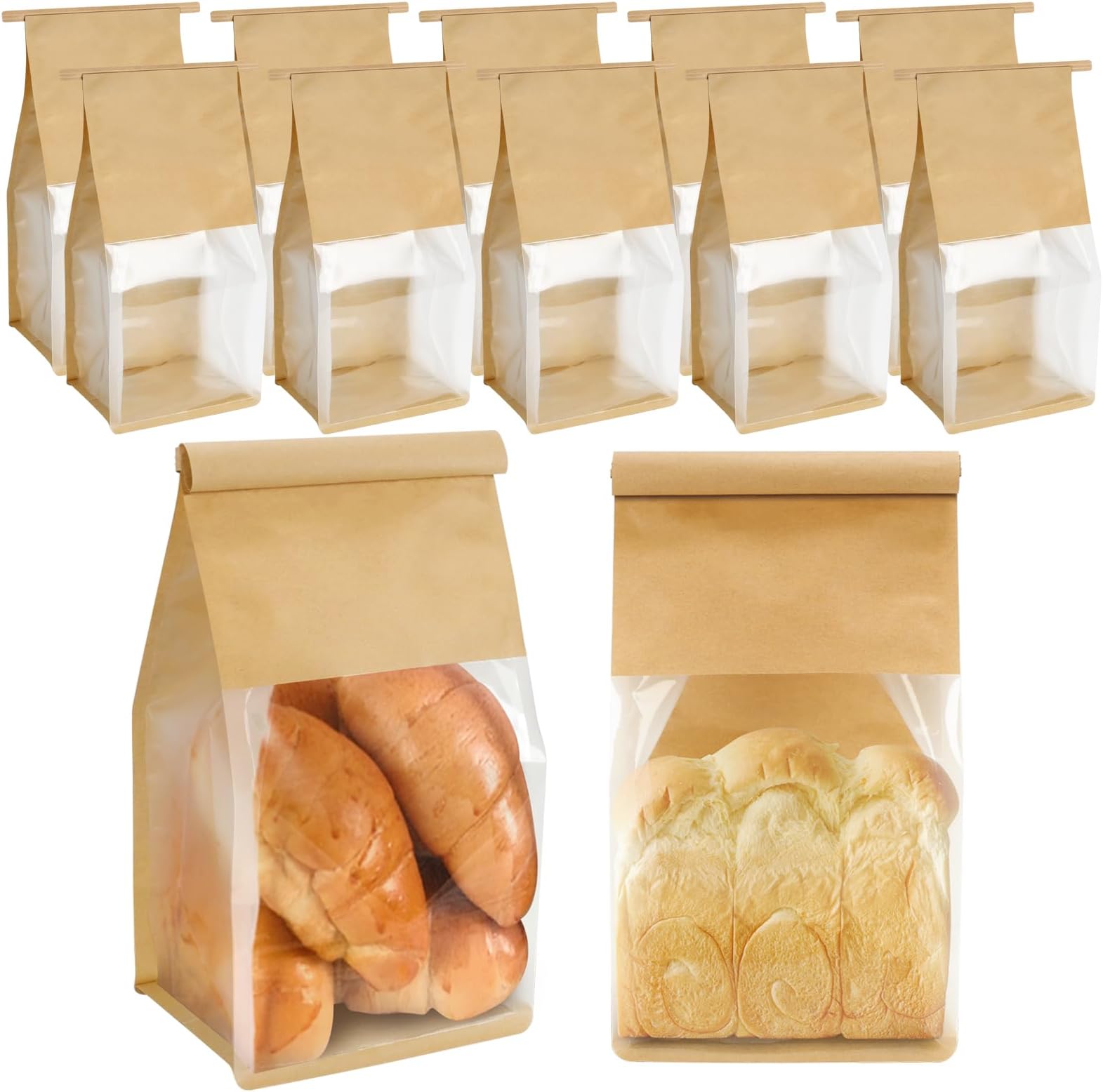 Amazon.com: Bakery Bags Boxes with Window 25 PCS Small Kraft Paper Loaf ...