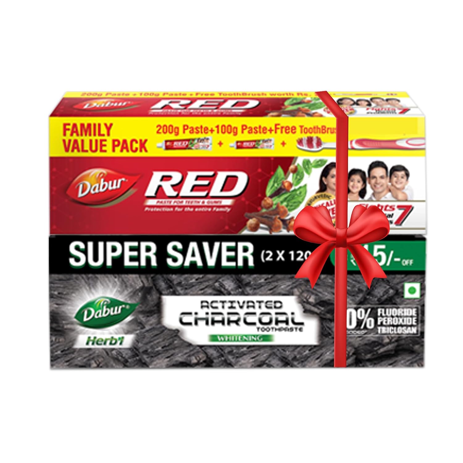 Buy Dabur Red Toothpaste - 300g Family Pack with Toothbrush + Dabur Herb'l Charcoal & Mint ...