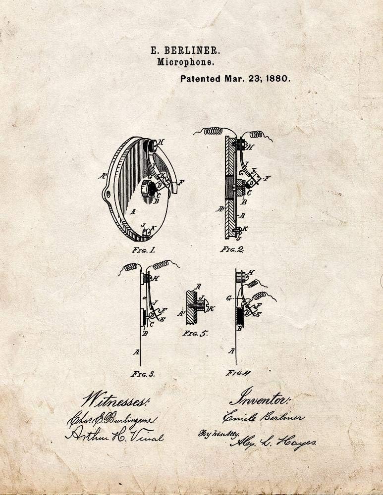 Amazon.com: Microphone Patent Print Old Look (16" x 20") M10749 ...