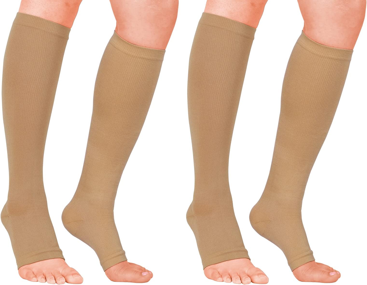 Amazon.com: GODORIO 2 Pairs Open Toe Compression Socks for Women and ...