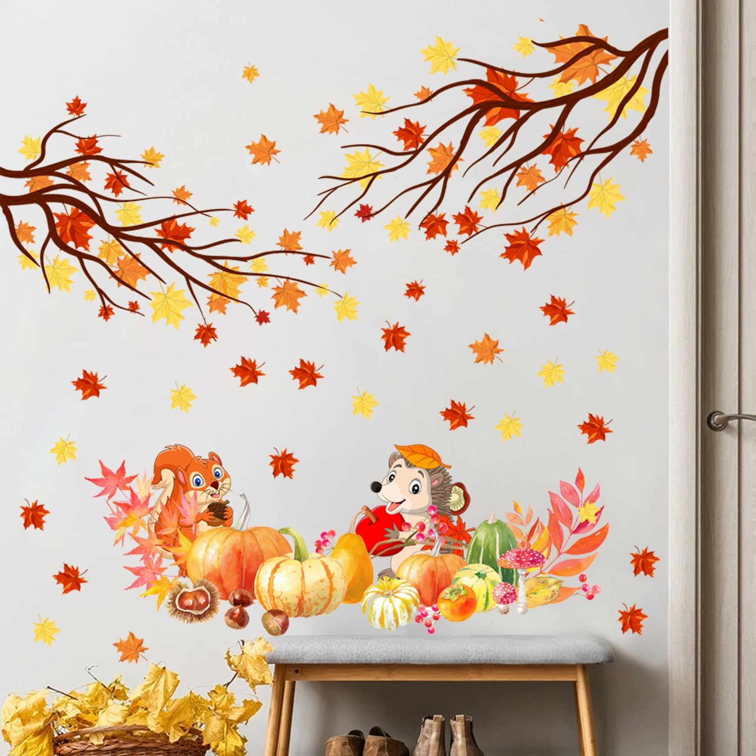 Amazon.com: Maple Leaves Wall Sticker Autumn Wall Decal Falling Leaf ...