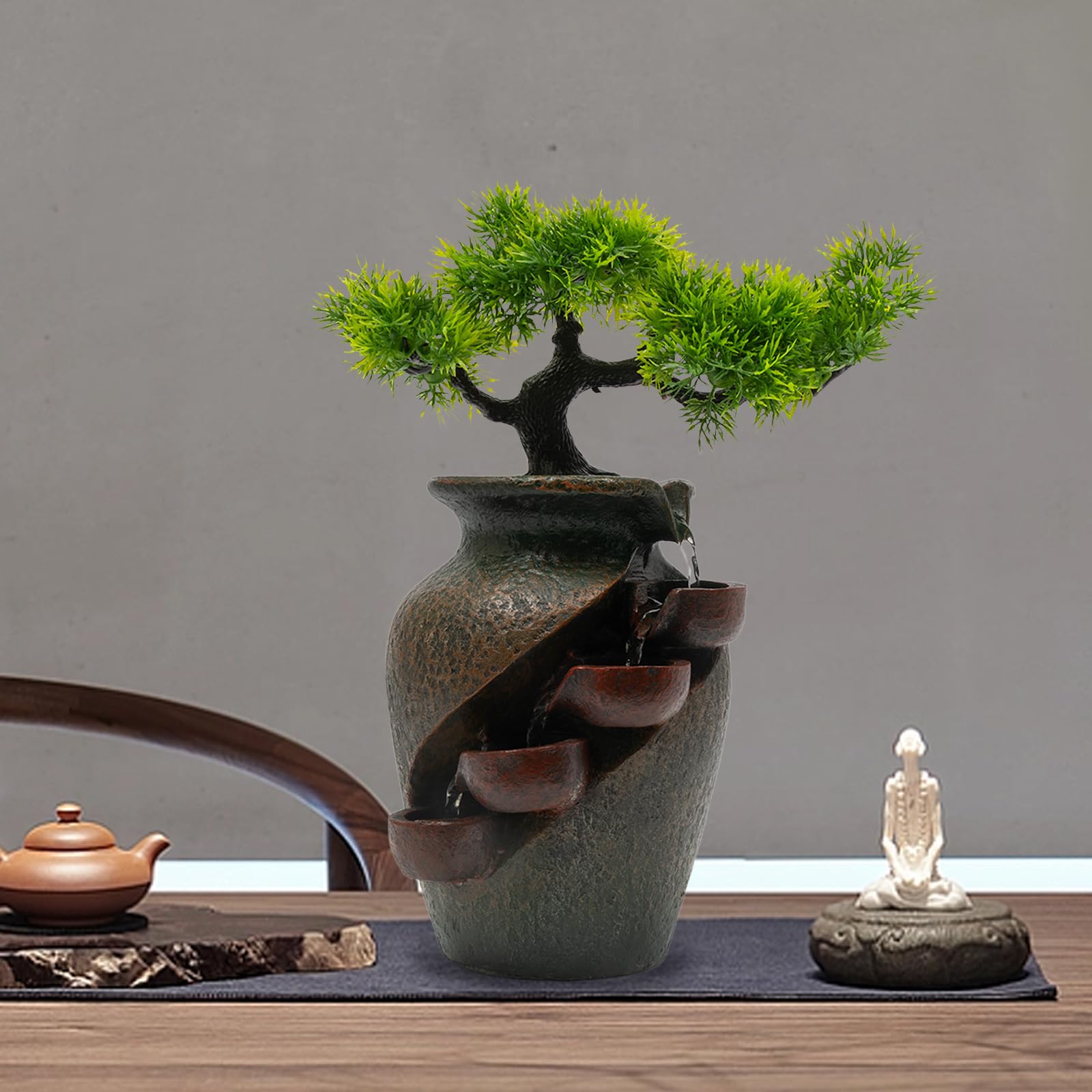 Bonsai Tabletop Fountain Tree Alpine Corporation 13 In H Resin Water
