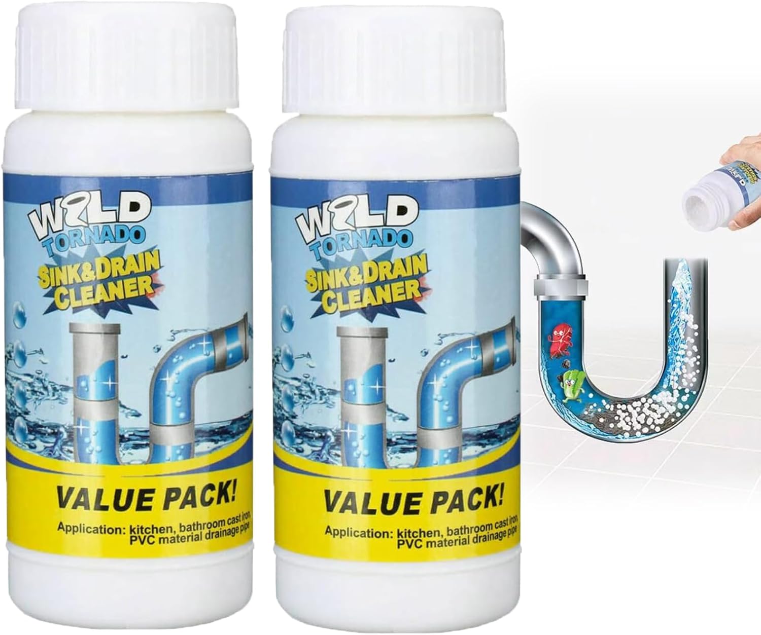 Amazon.com: Wild Tornado Powerful Sink & Drain Cleaner Powder - Quick ...