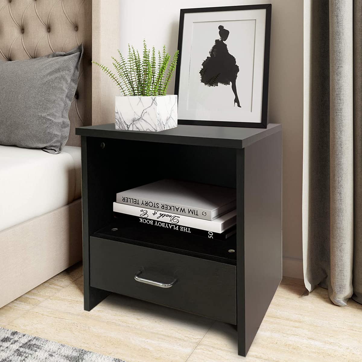 Kawachi Sofa Side Bedside Table, Bed Side Table with Drawer for Home ...