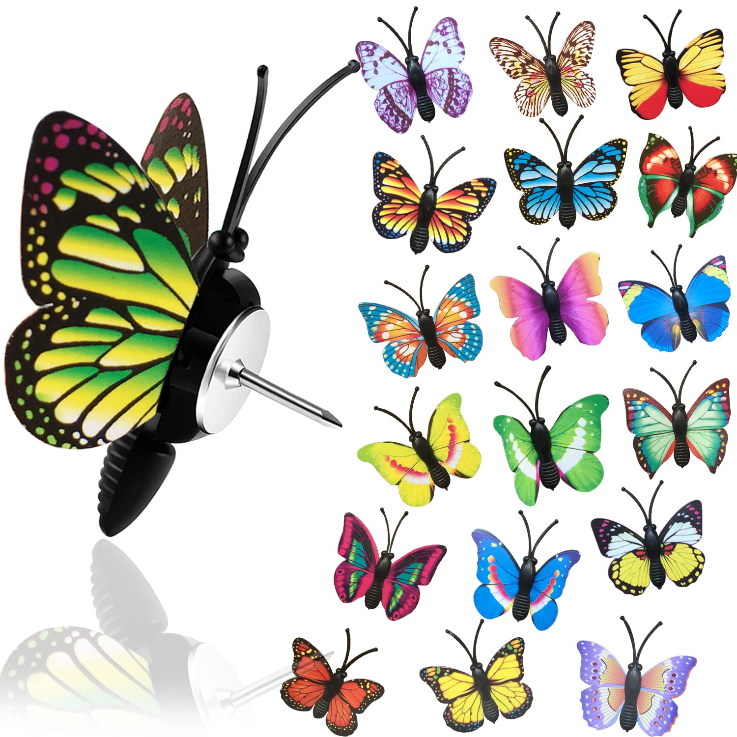 Bulletin Board Pins Hoyuwak 30-Piece Butterfly Push Pins - Colorful ...