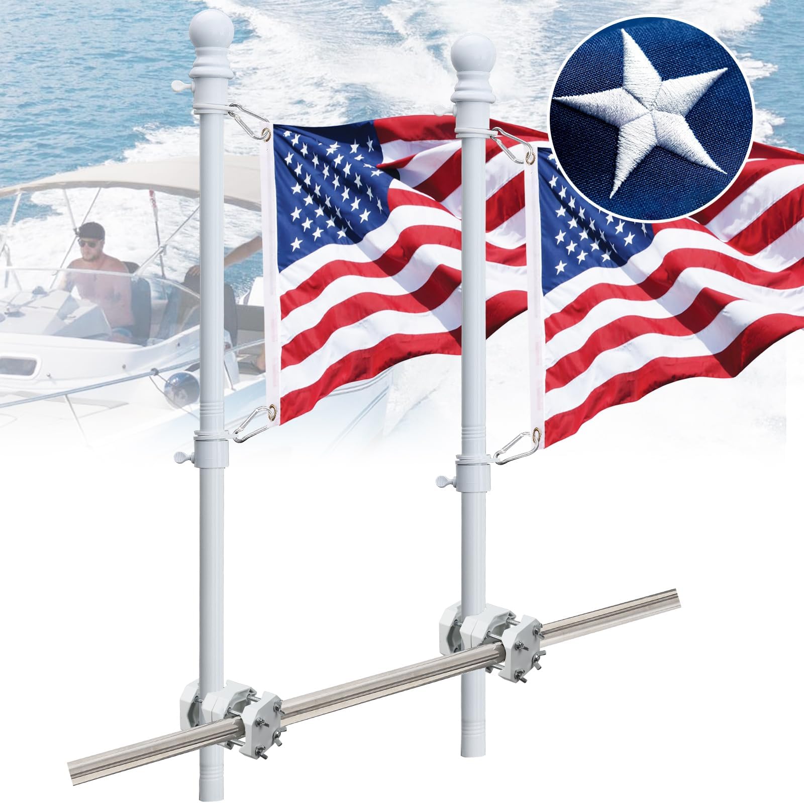 Amazon.com : 2 PCS Stainless Steel Rail Mount Boat Pulpit Staff, boat ...