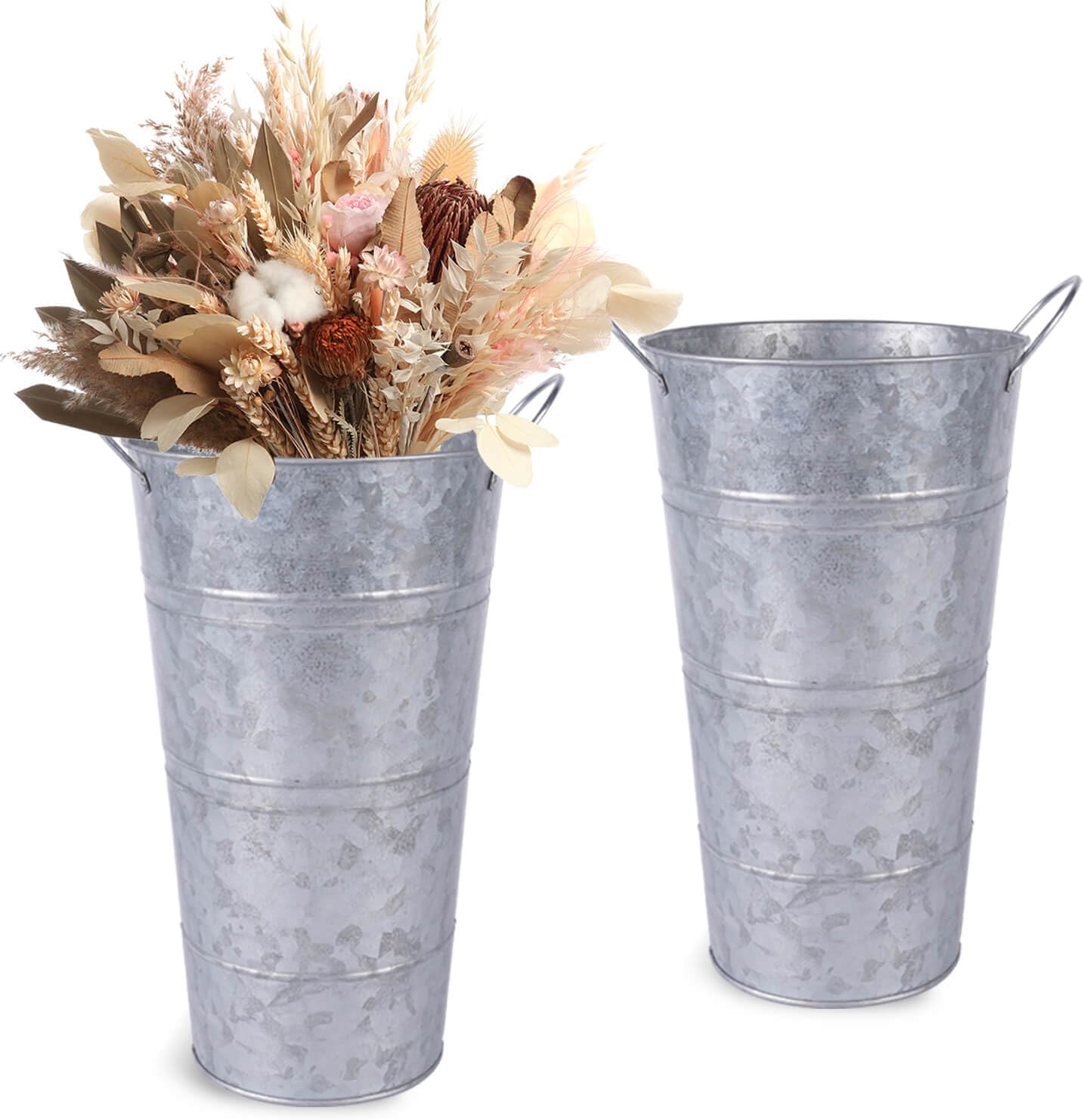 Amazon.com : 4 PCS Galvanized Metal Vases for Flowers, 9 Inch Farmhouse ...