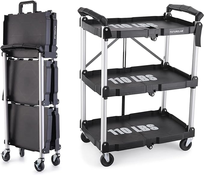 Amazon.com: FUTURELAB Portable Folding Service Cart - 3 Tier 330LBS ...
