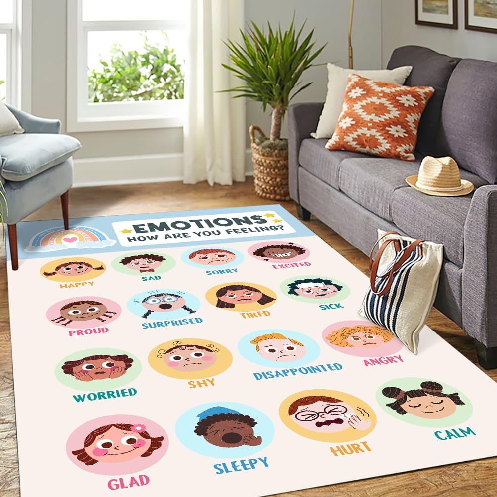 Amazon.com: CAPOZEN Feelings Chart and Emotions Classroom Rug - Mental ...