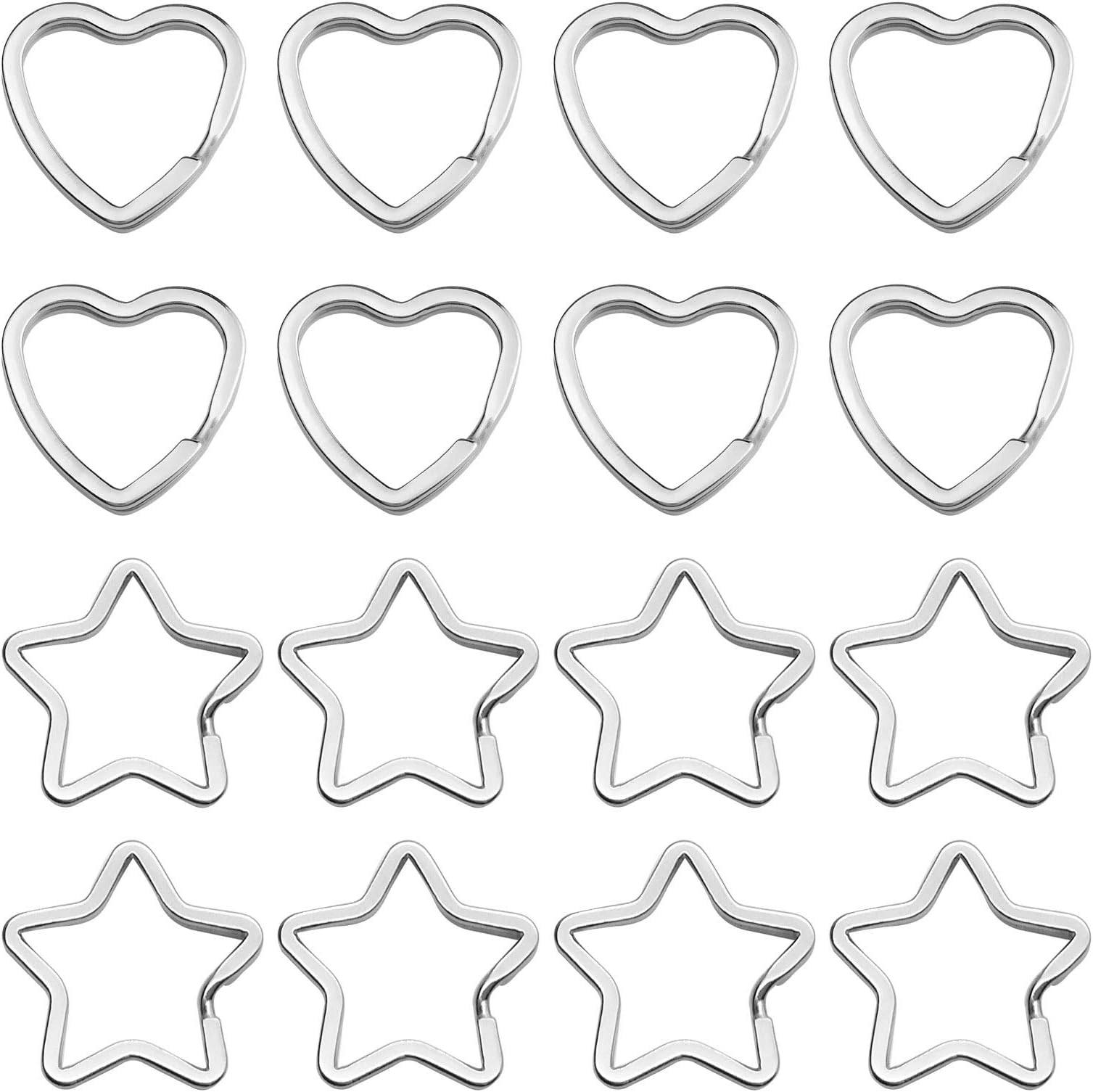 Amazon.com: Heyous 10pcs Creative Flat Key Ring Silver DIY Metal Key ...