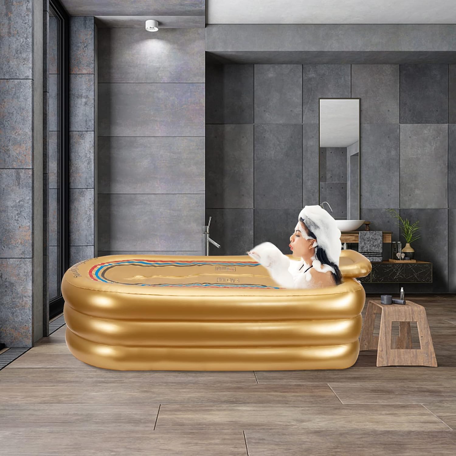 Inflatable Bathtub, Portable Adult Freestanding Bathtub Swimming Pool ...