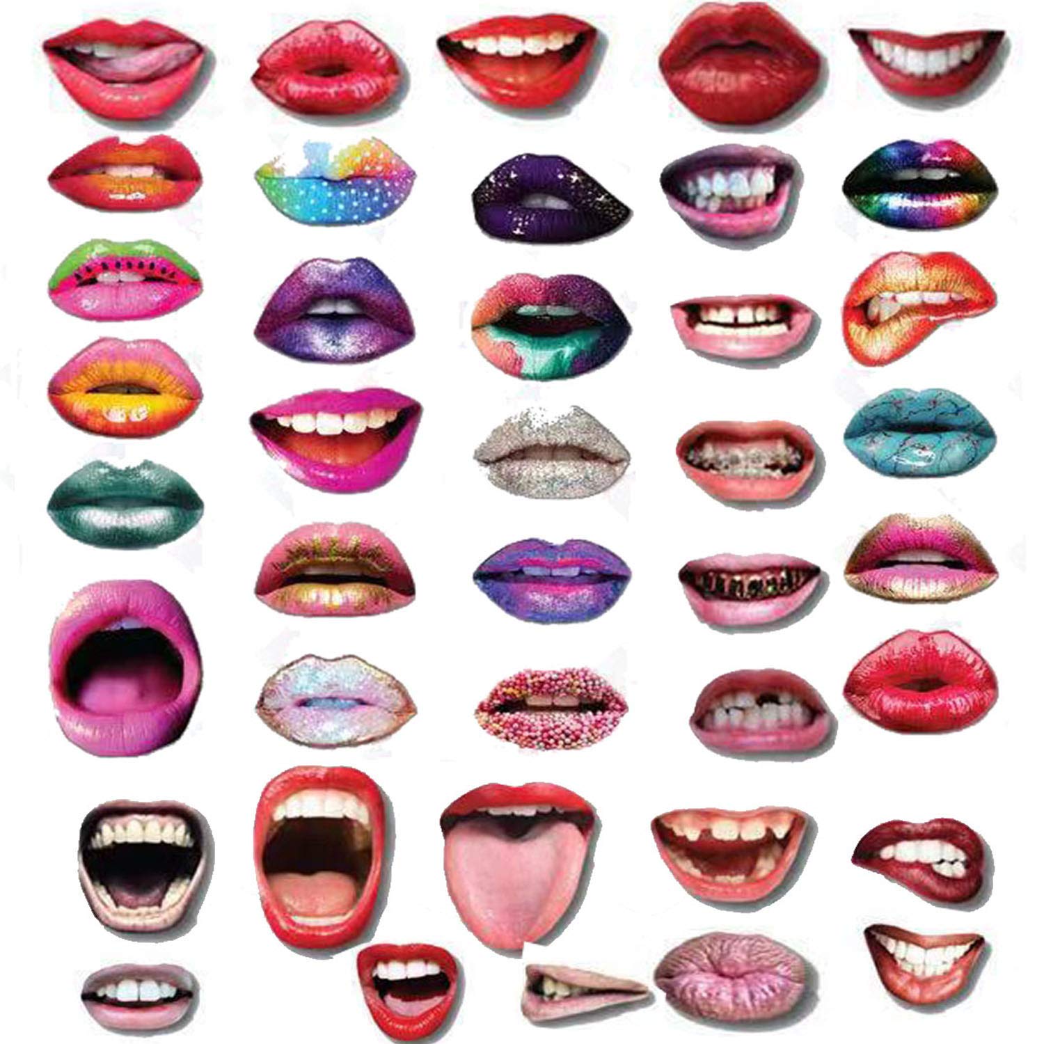 Buy 40 Pieces Party Photo Booth Props, Funny Mouth Lips Photo Booth ...