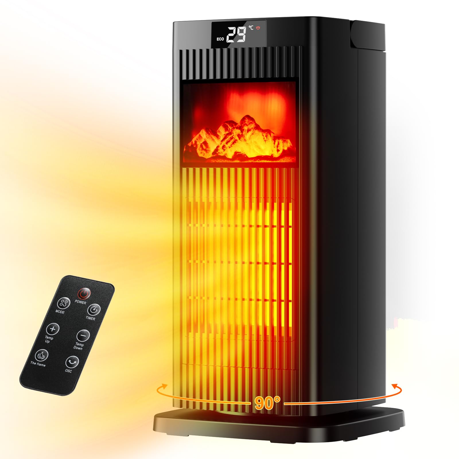 Stufetta Elettrica Basso Consumo con Termoventilatore, Fiamma 3D, 1500W ...