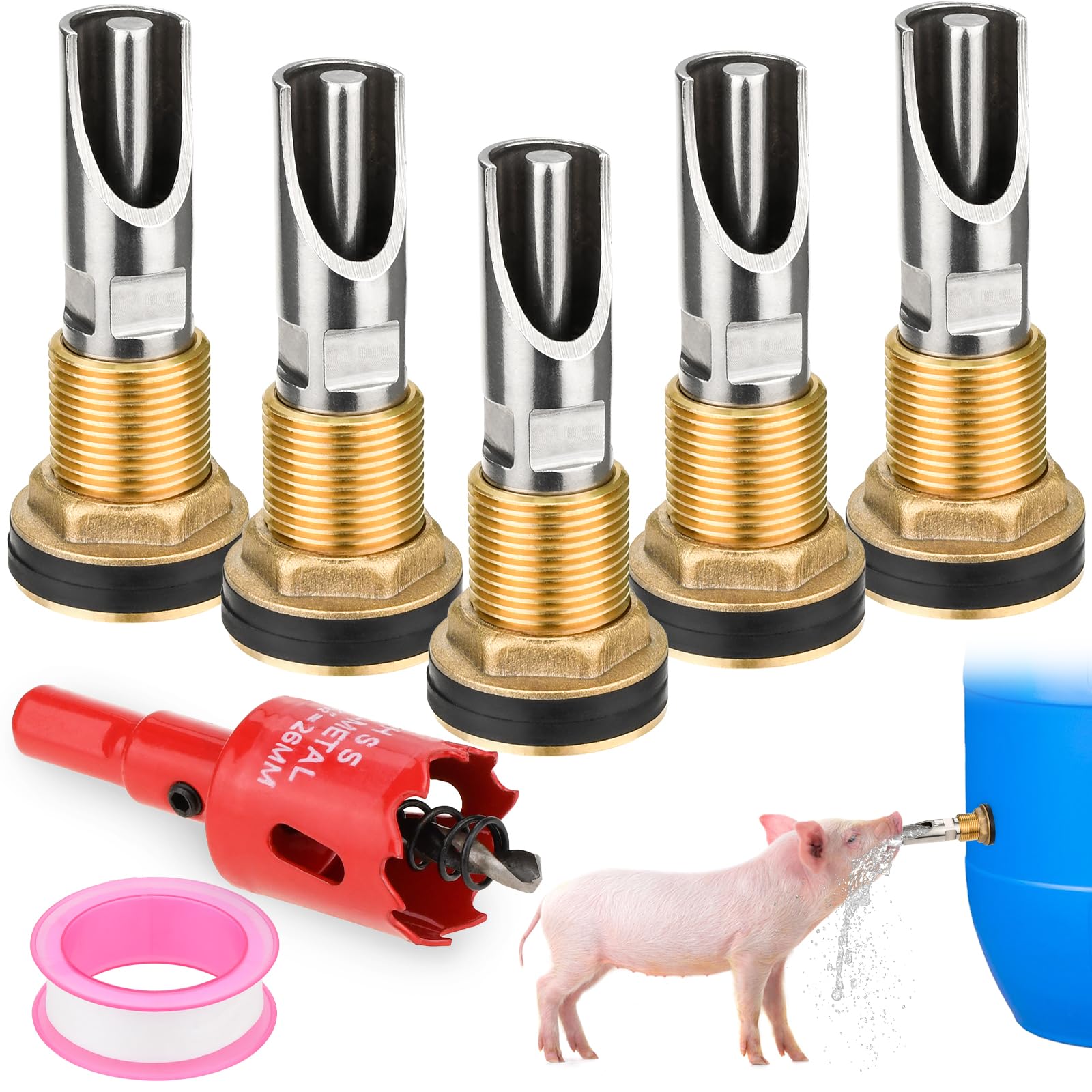 Amazon.com: Pig Nipple Waterer, 5 Pcs Stainless Steel Automatic Hog ...