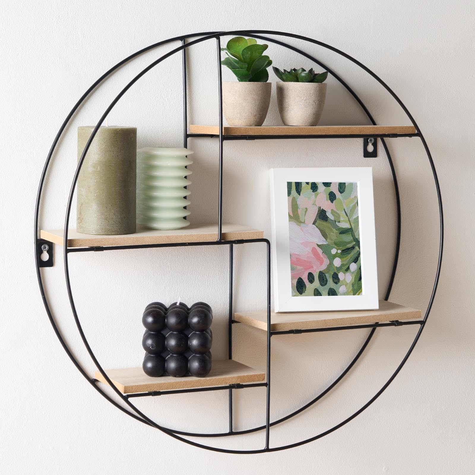OHS Round Shelf for Wall, Mounted Shelves for Living Room Home Office ...