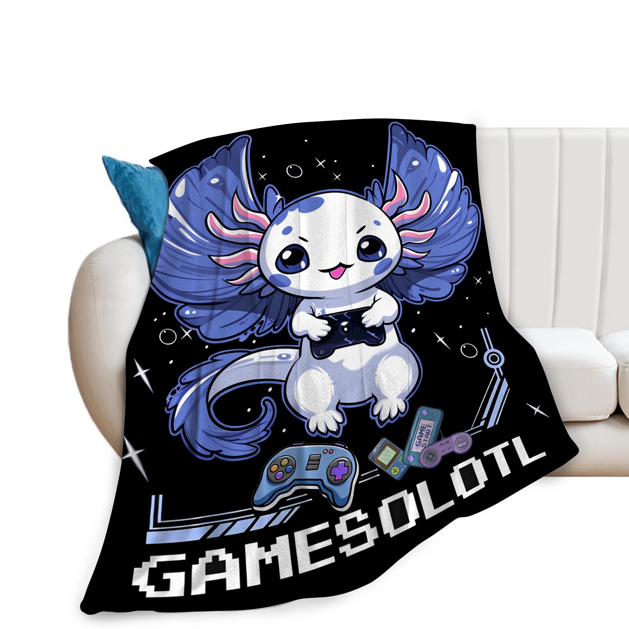 Amazon.com: Axolotl Gaming Blanket Throws Axolotl Gifts Cute Axolotl ...