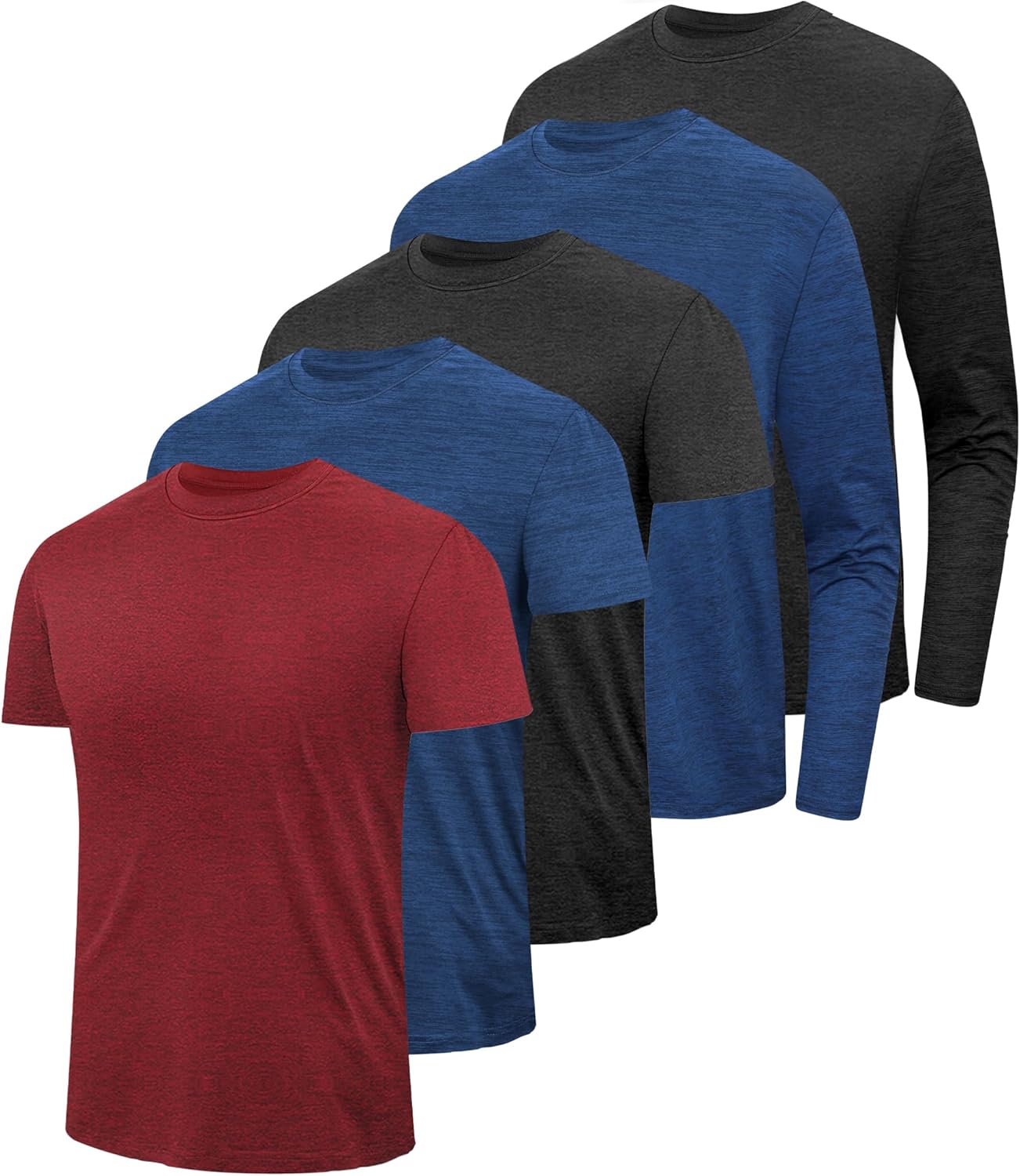 Amazon.com: Kinglaman 5/6 Pack Men's Dry Fit Workout Long/Short Sleeve ...