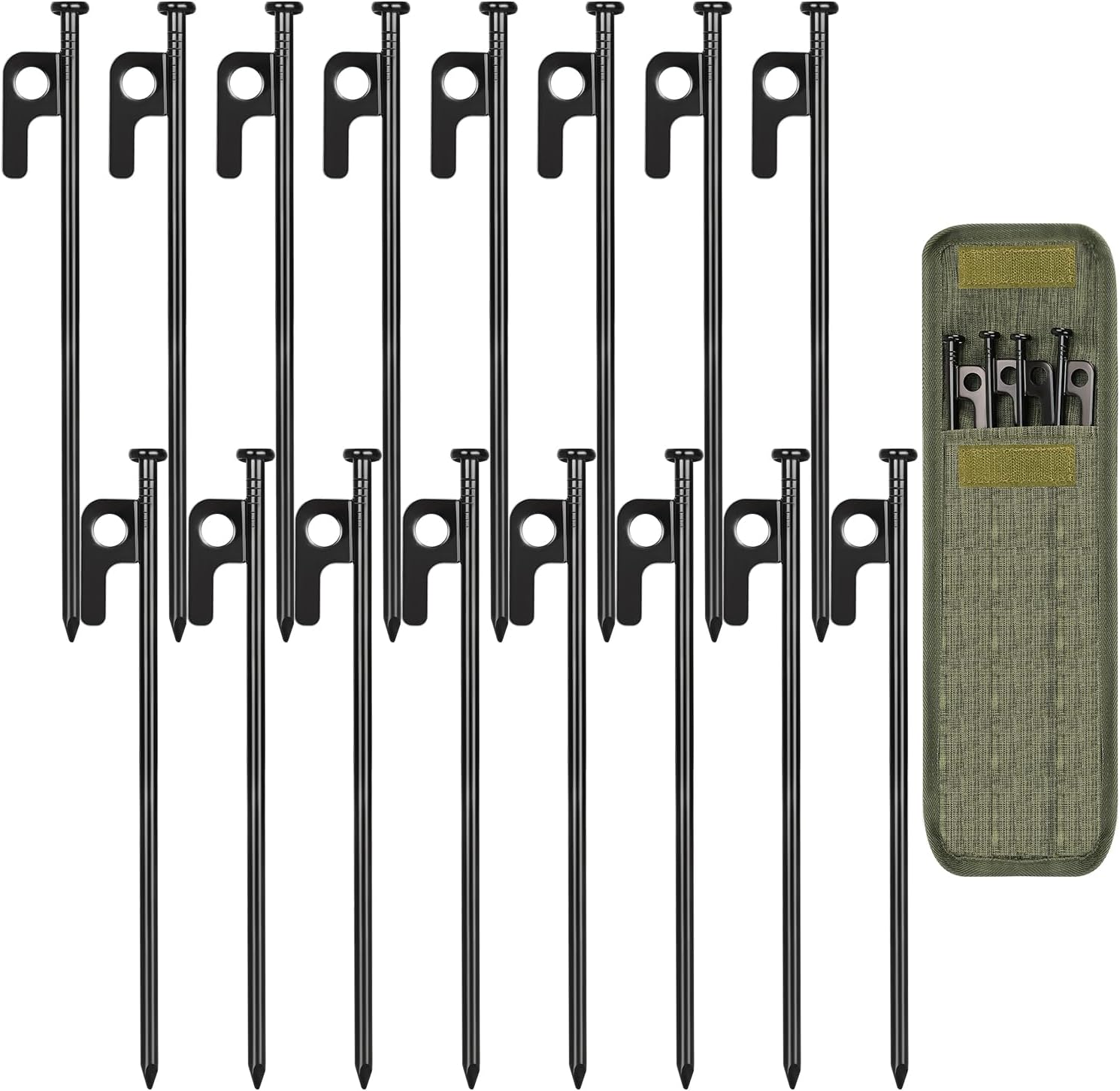 Amazon.com : 16 Pack Tent Stakes, 8in Heavy Duty Stakes with Storage ...