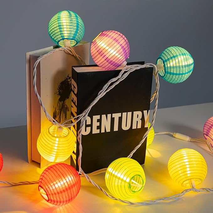 Amazon.com: Vigdur Multicolor Lantern String Lights - Nylon Hanging ...