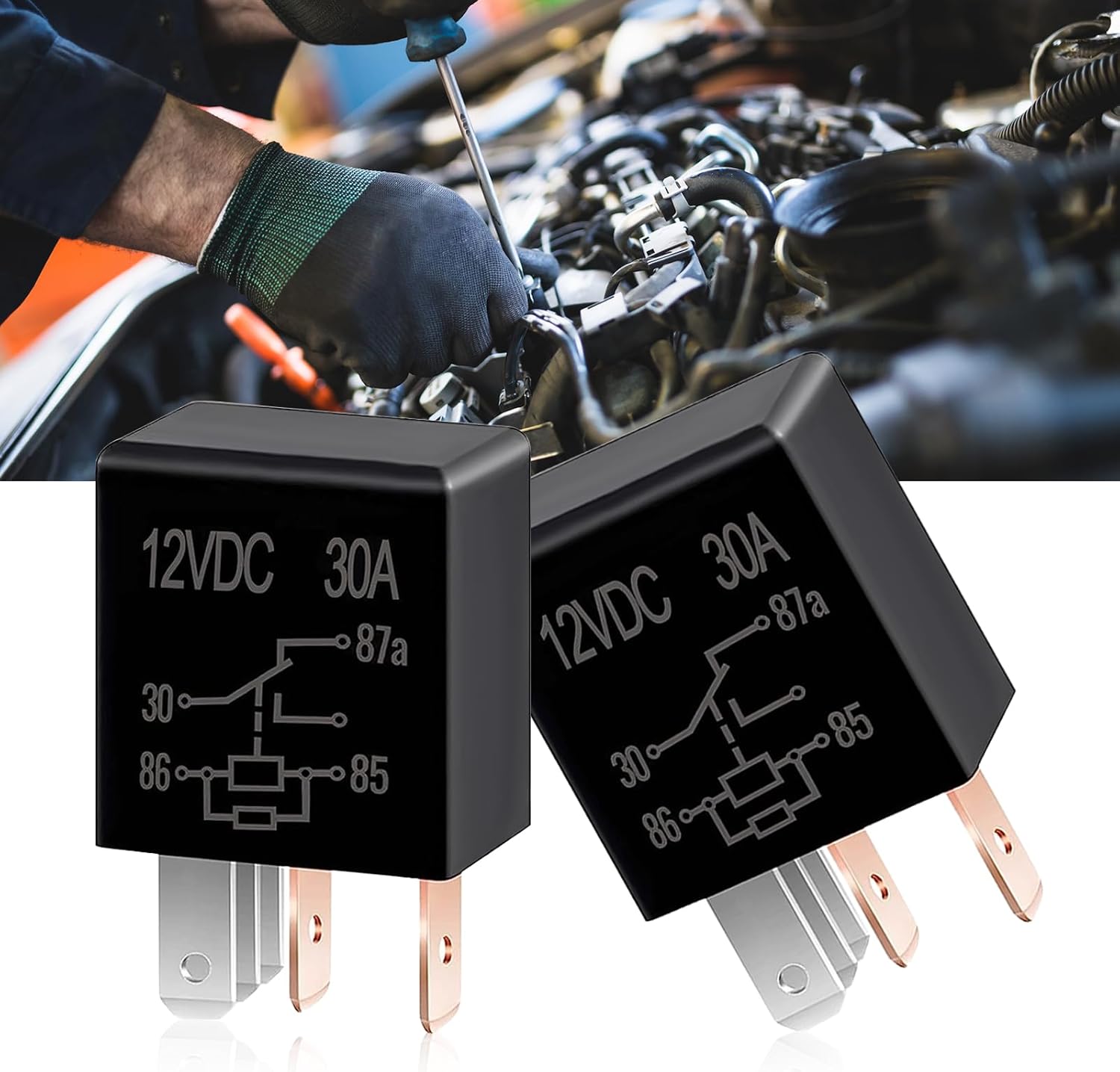 Amazon.com: Sinytuto 2 Pack Black #2 12V 30A Automotive Relay Switch ...