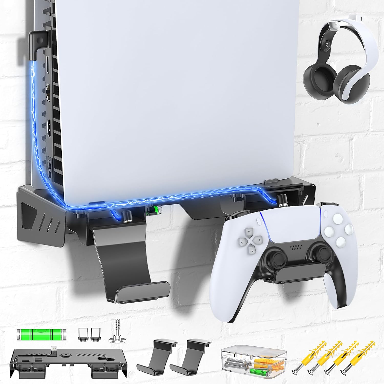 Amazon.com: Kit de montaje en pared PS5 con carga, cargador de ...