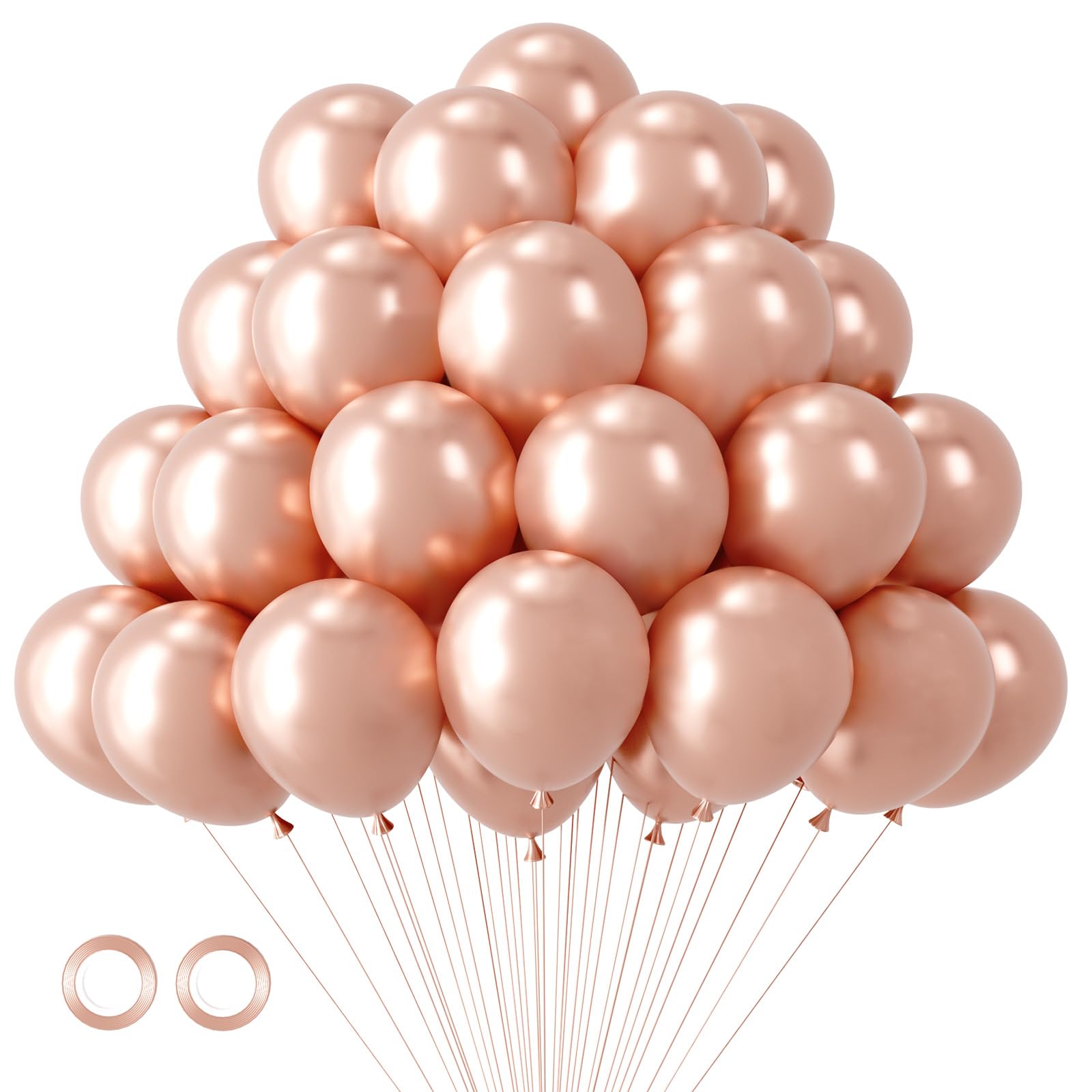 Amazon.com: Voircoloria 105pcs Metallic Rose Gold Balloons 12inch ...