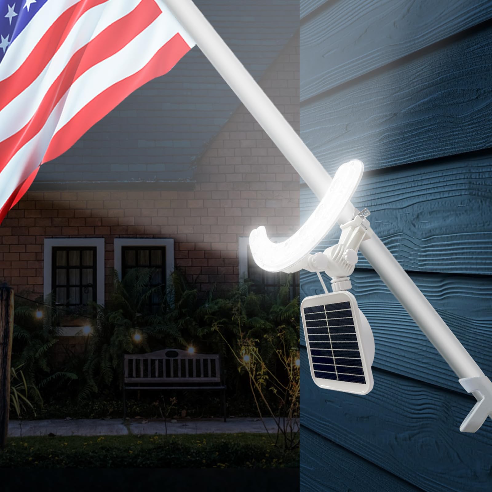 Amazon.com: Flag Light Solar Powered,2 in 1 Brightest Led Flagpole ...