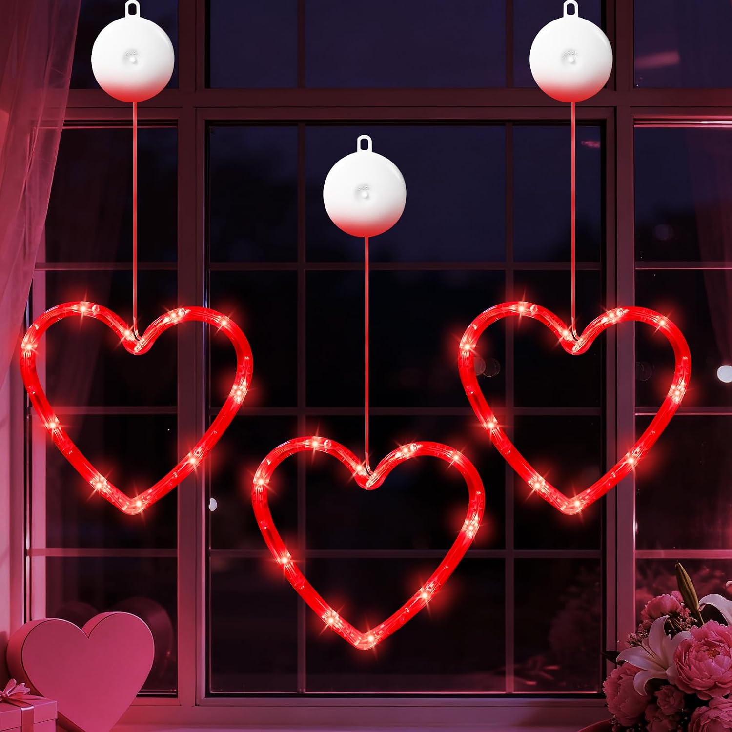 Lighted Valentine Window Decorations