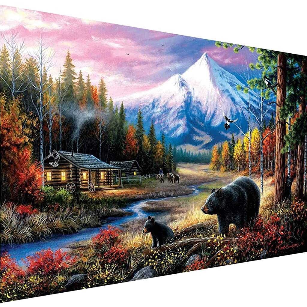 HASTHIP® 5D Diamond Painting Kit, 27.5 X 15.7inch Large Size Black Bear ...