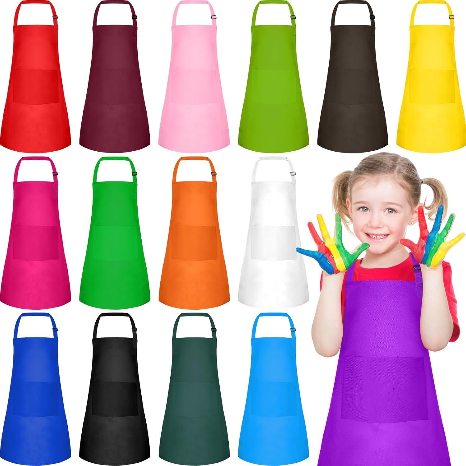 Amazon.com: PLULON 15Pcs Kids Aprons Painting Aprons for Kids Aprons ...