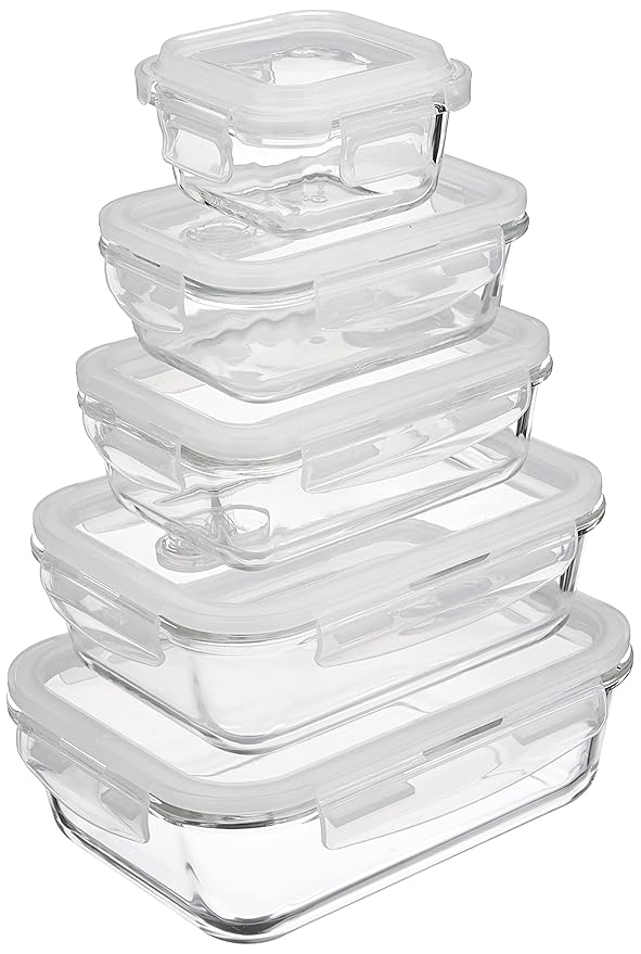 Buy Amazon Brand - Solimo Glass Storage Containers With Break-Free ...
