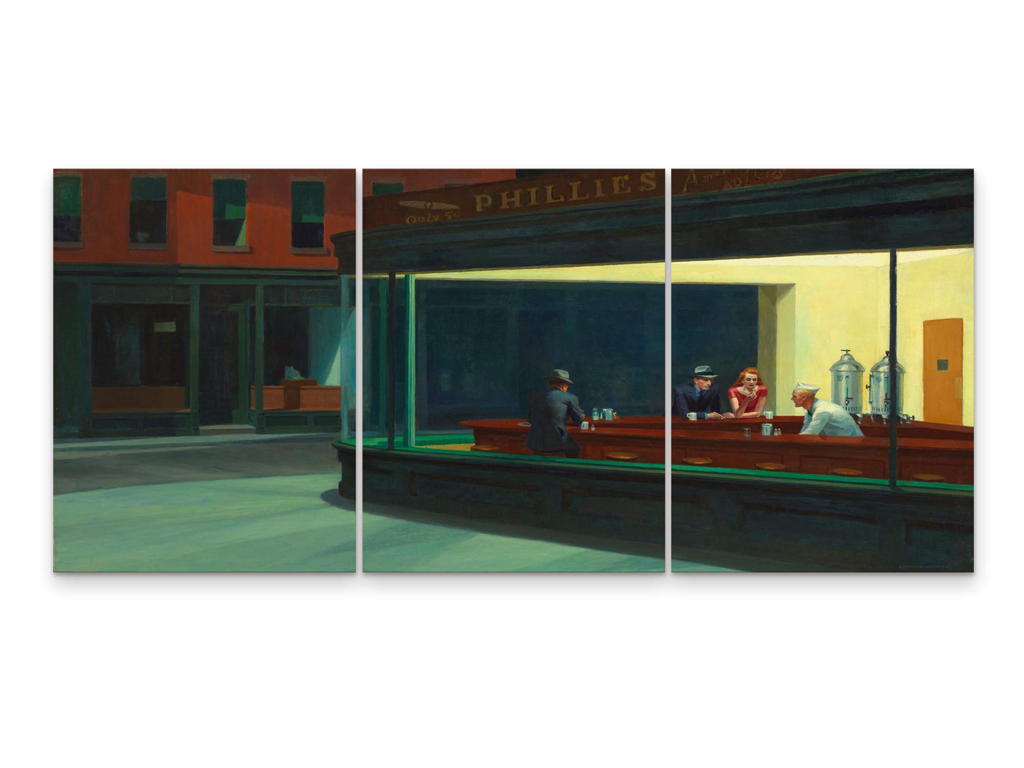 Niwo ART - Nighthawks, World's Most Famous Paintings Series, Canvas ...