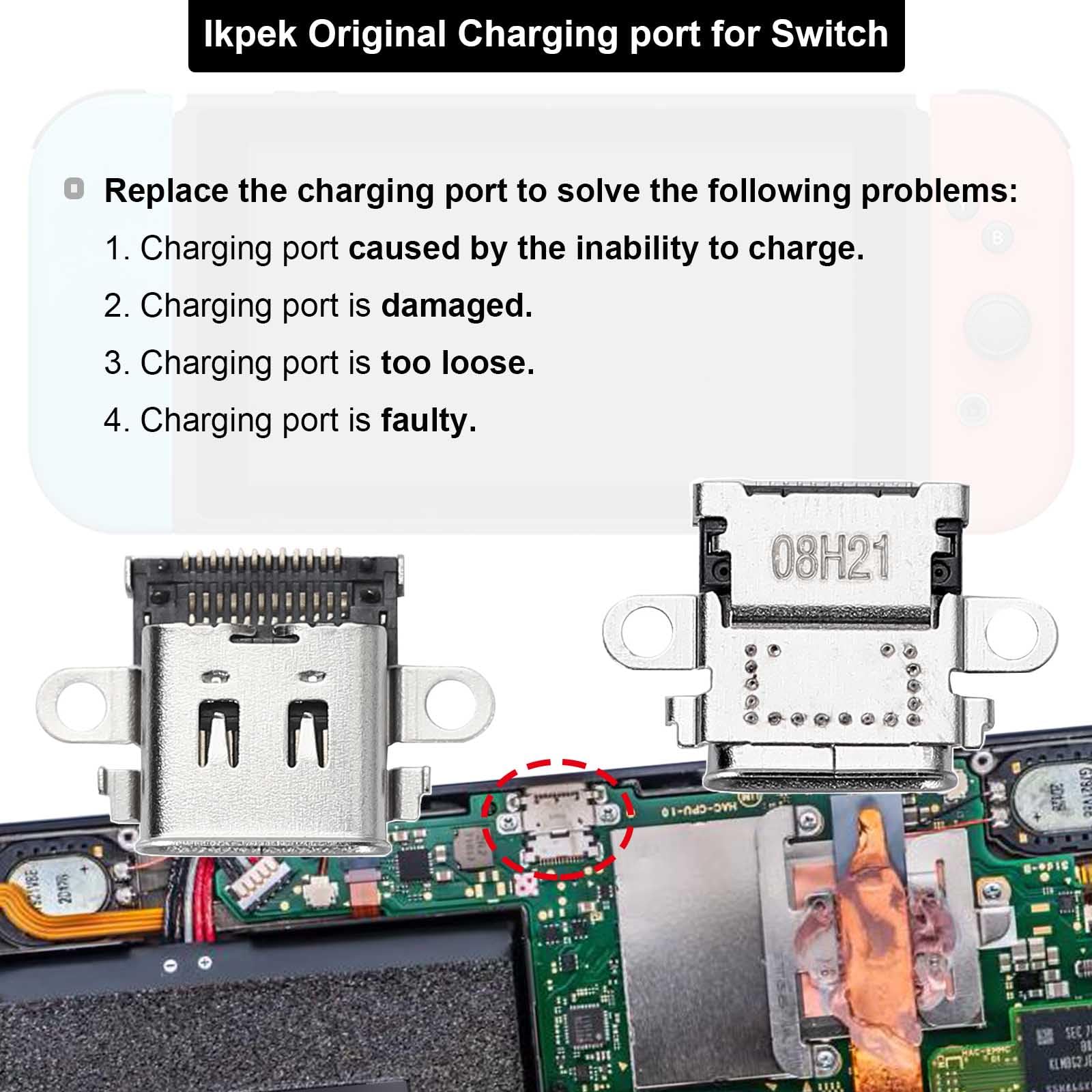 Snapklik.com : Ikpek 6-Pack USB C Port Replacement For Nintendo Switch ...