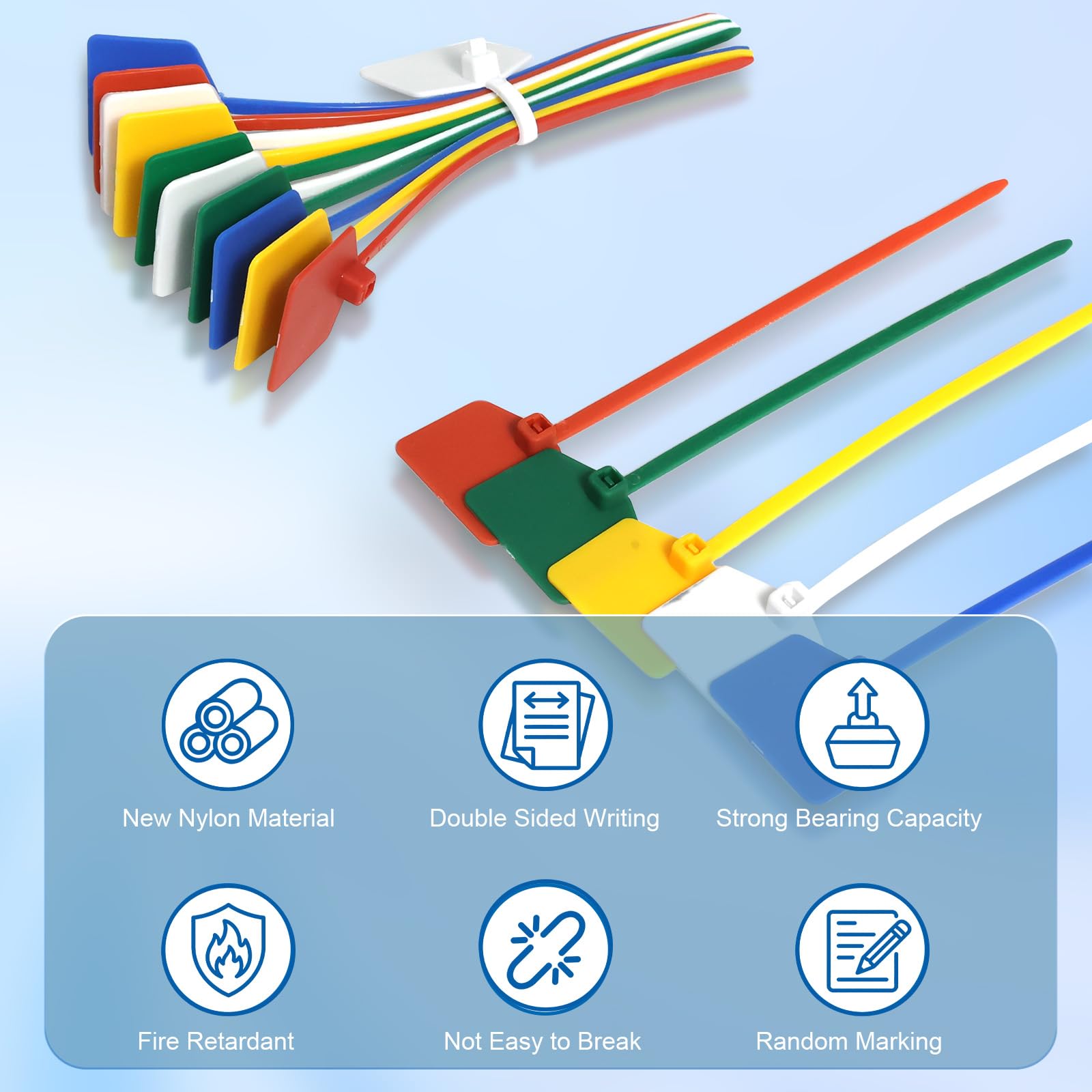 Snapklik.com : 4 In Marker Nylon Cable Ties, Plastic Water Proof Tags ...