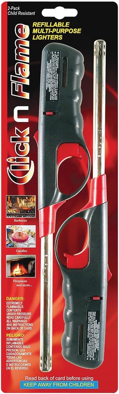 Amazon.com: 2 Pack Click and Flame Refillable Lighter for grilling ...