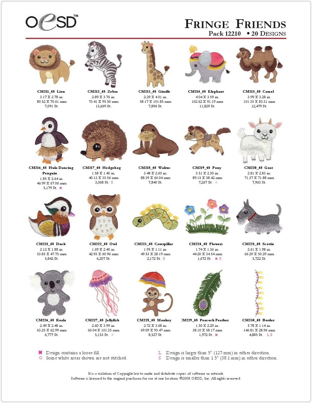 Amazon.com: OESD Machine Embroidery designs Fringe Friends Collection ...