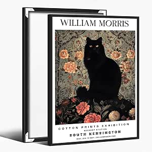 Amazon.com: William Morris Cat Pattern Wall Art Poster Vintage Floral ...