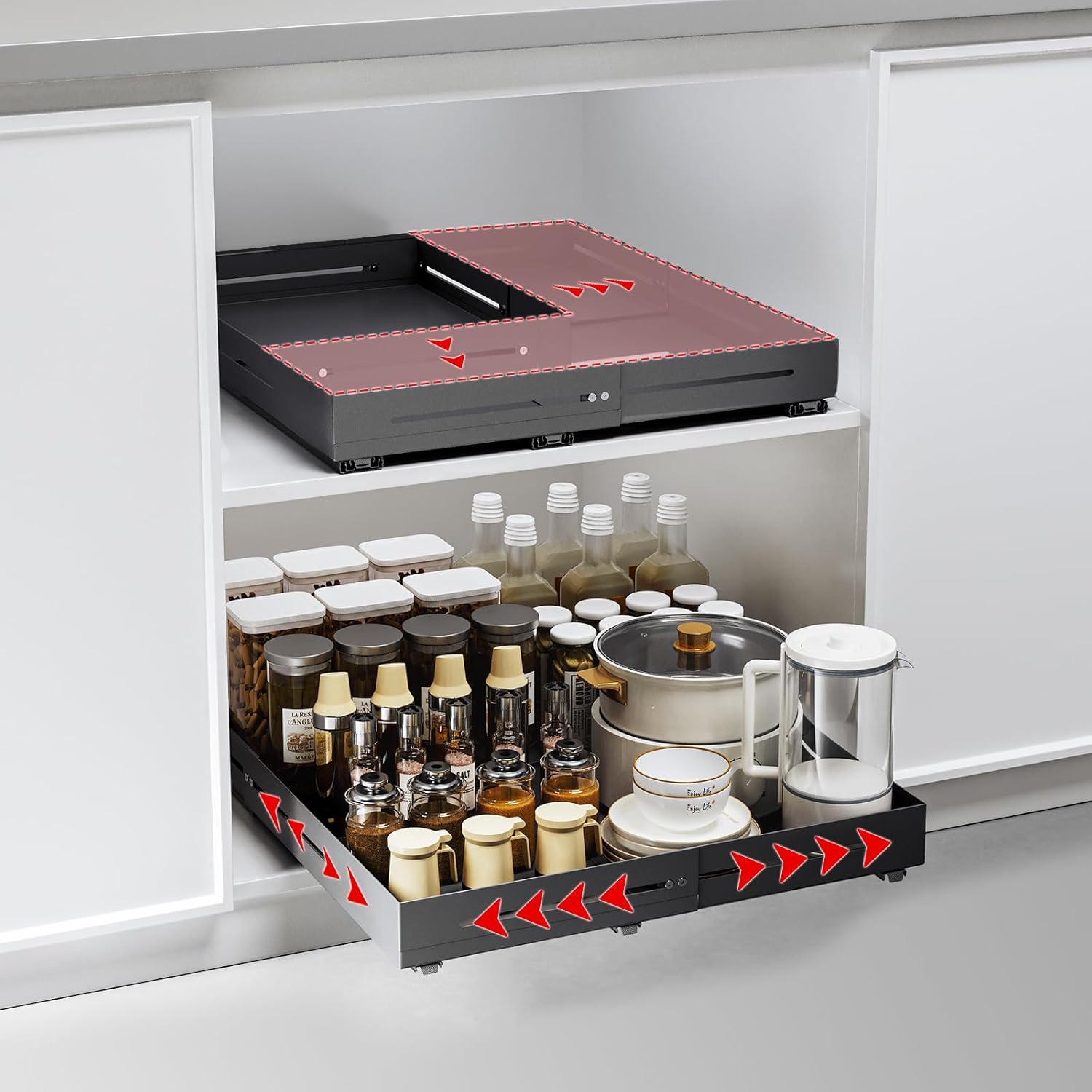 Amazon.com: AmzAge Pull-out Cabinet Organizer,Adjustable Depth(15.7"-24 ...