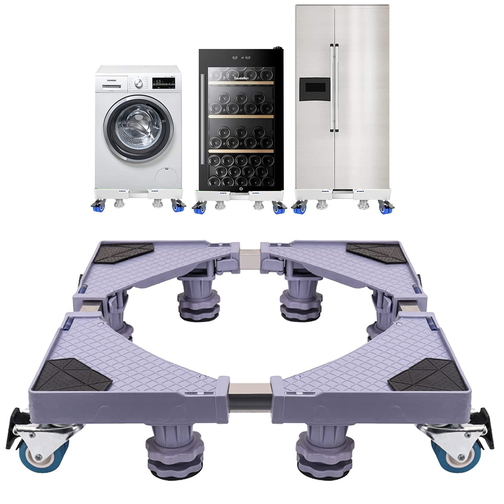 Buy Wisfor Mobile Refrigerator Stand Adjustable Appliance Washing ...