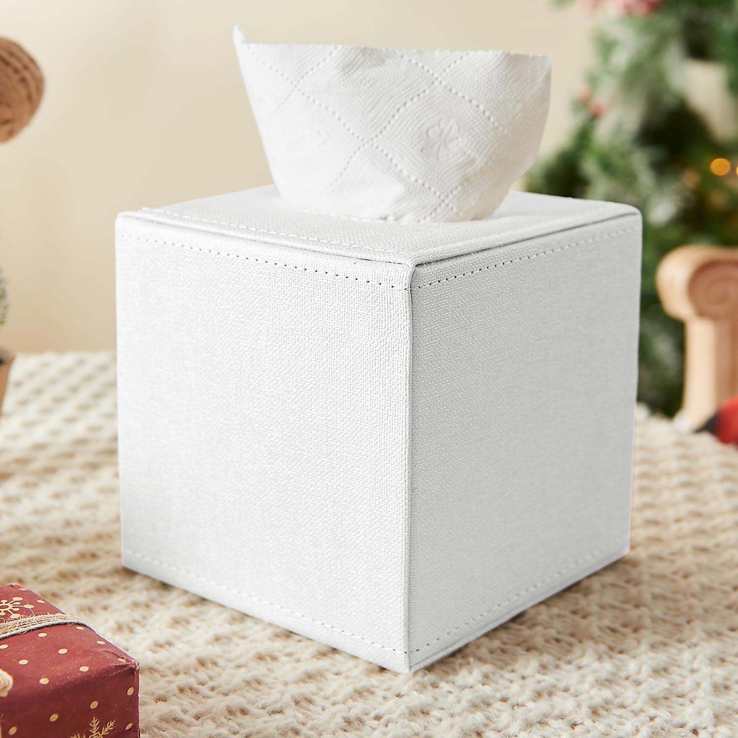 Amazon.com: White Tissue Box Cover,Square Tissue Box Holder with ...