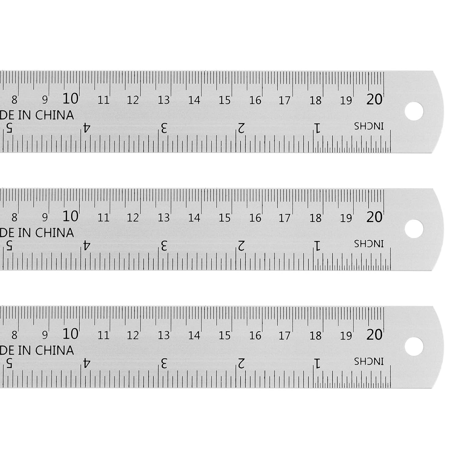 HARFINGTON 3pcs Stainless Steel Ruler 8 Inch 20cm Metric English Ruler ...