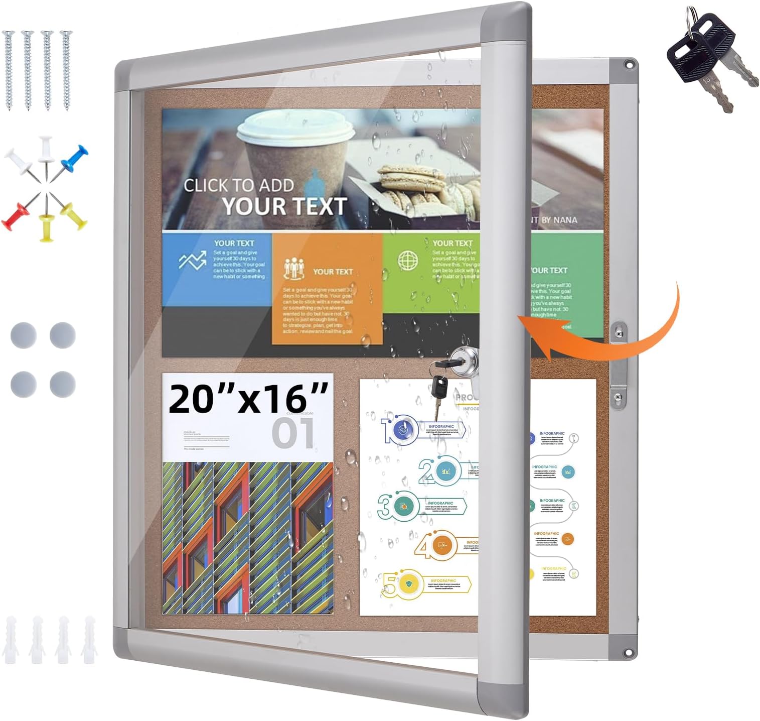 Amazon.com : YOKUGO Outdoor Bulletin Board Weatherproof 20"x16 ...