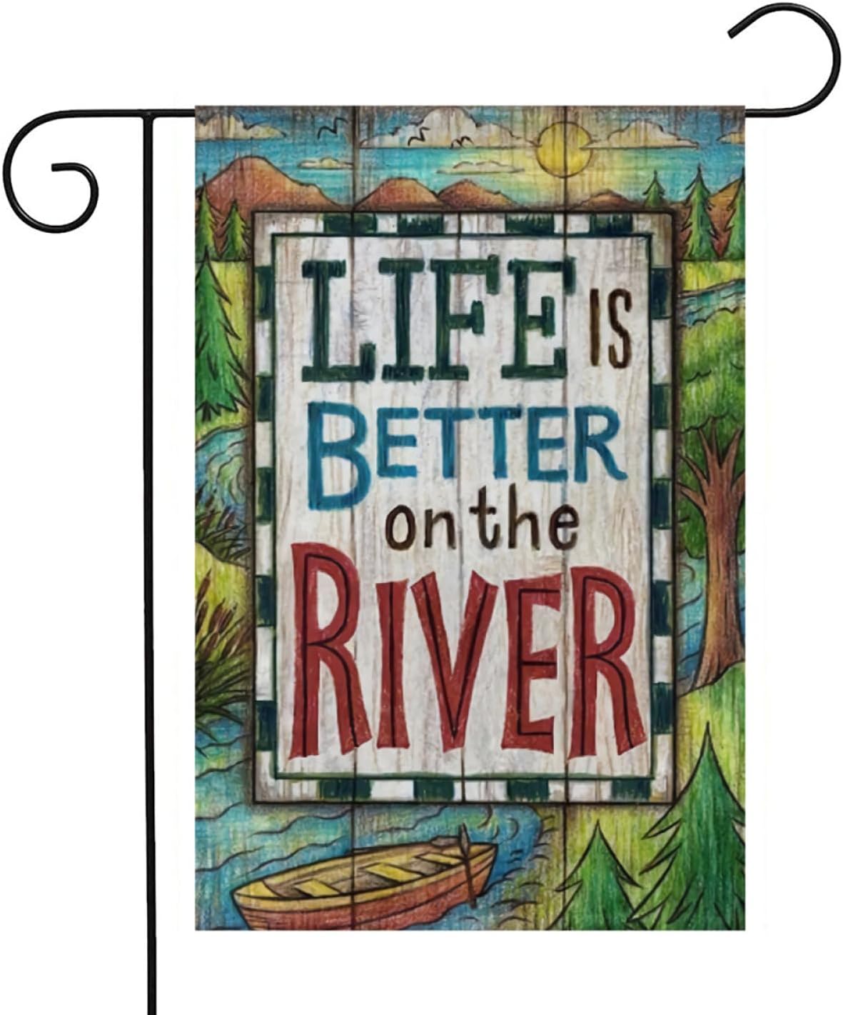 Amazon.com : Life is Better on The River Garden Flag Double Sided ...