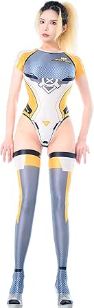 Amazon.co.jp: LOST-G Sexy Shiny High Leg Swimsuit, Knee-High Tights, Simple, RQ Race-Queen ...